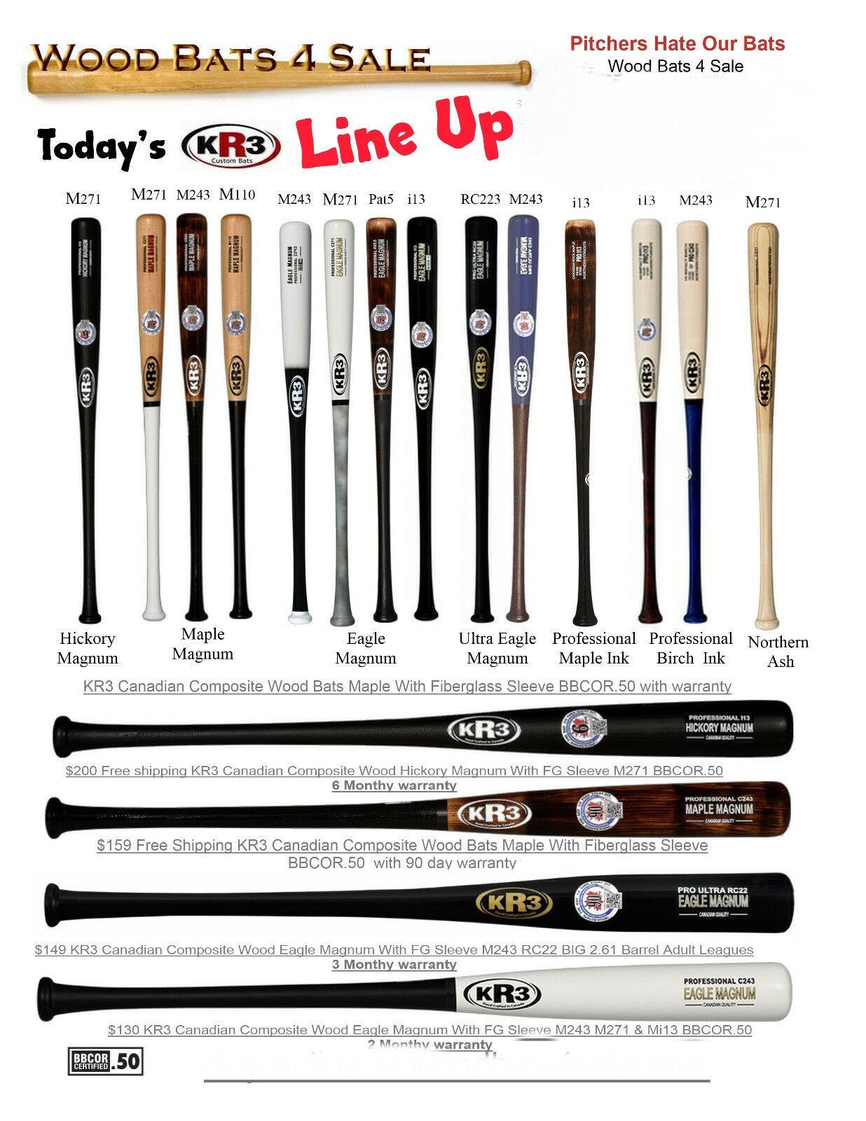 KR3 Pro Maple Ultra Magnum All Wood Baseball Bat i13 33 inch 6 Month Warranty – Deegot