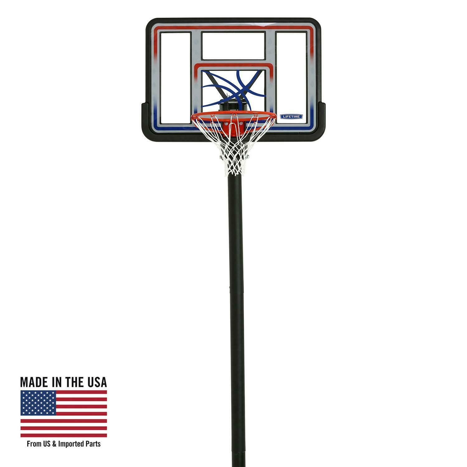 44″ In-Ground Basketball Hoops Shatterproof Adjustable Rim Height Steel ...