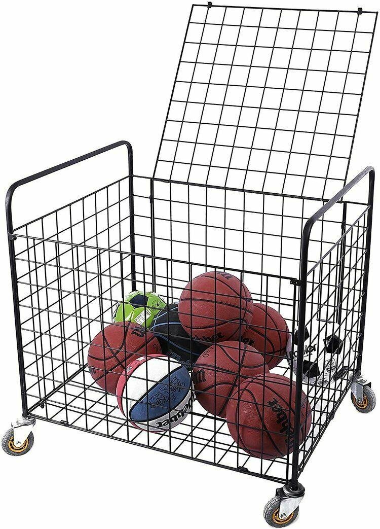 Black Metal Sports Ball Storage Hopper Basketball Football Soccer ...